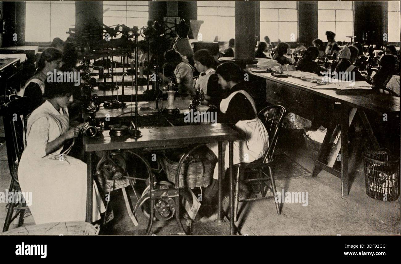 Dressmaking women, class, school, 1920s - This photograph shows a ...