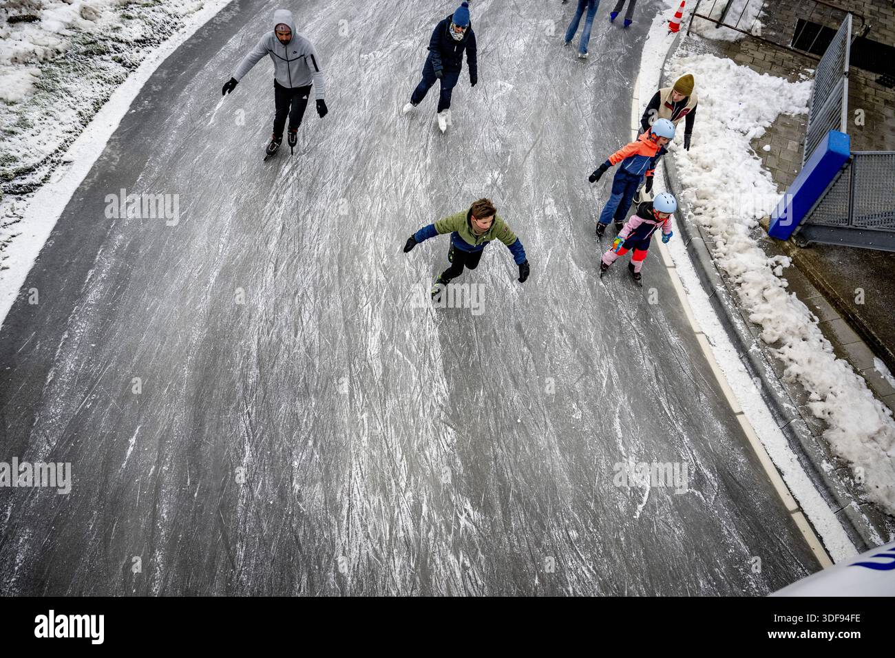 BOSKOOP - People are skating on the natural ice rink. Skating is ...