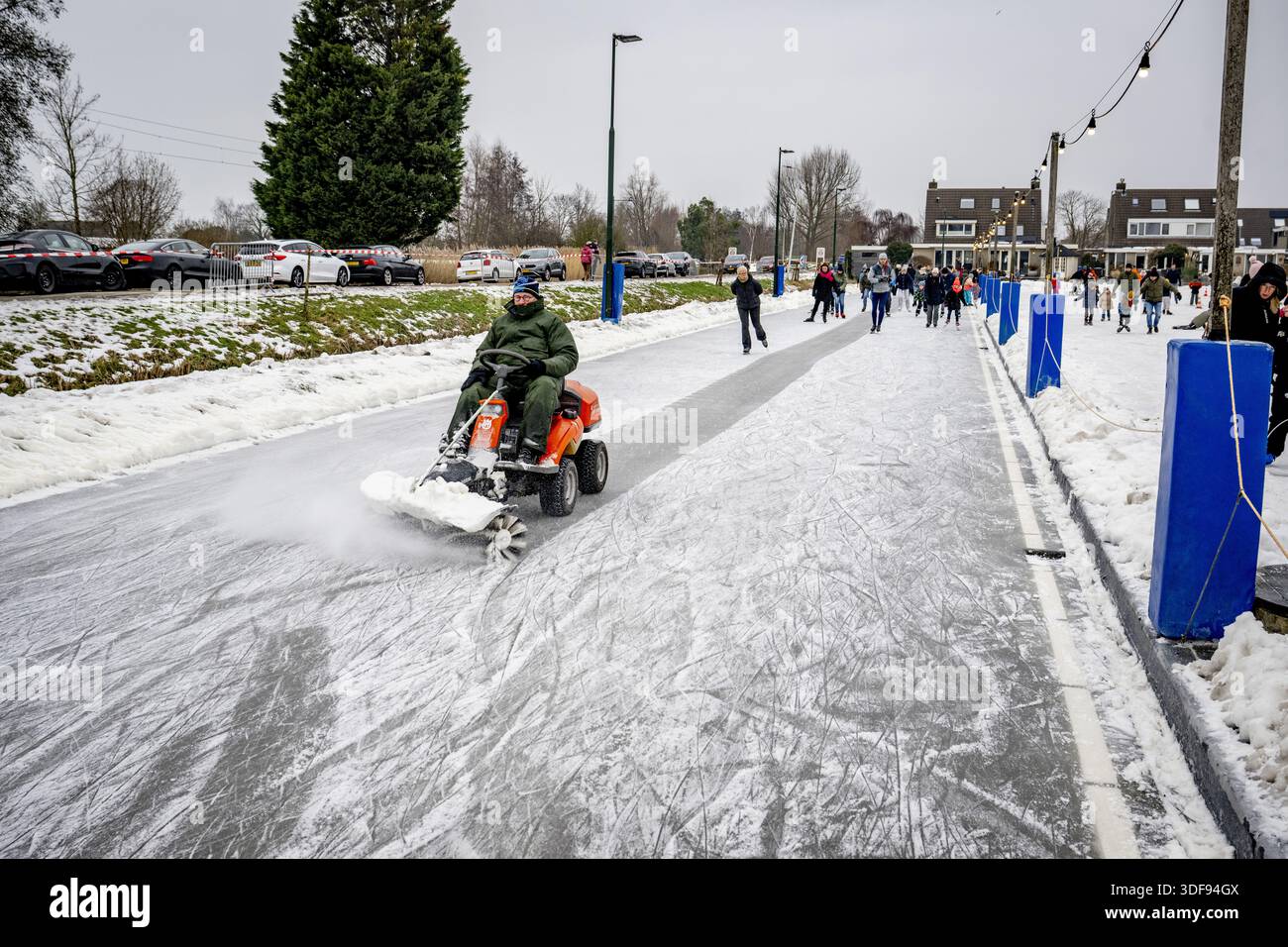 BOSKOOP - People are skating on the natural ice rink. Skating is ...