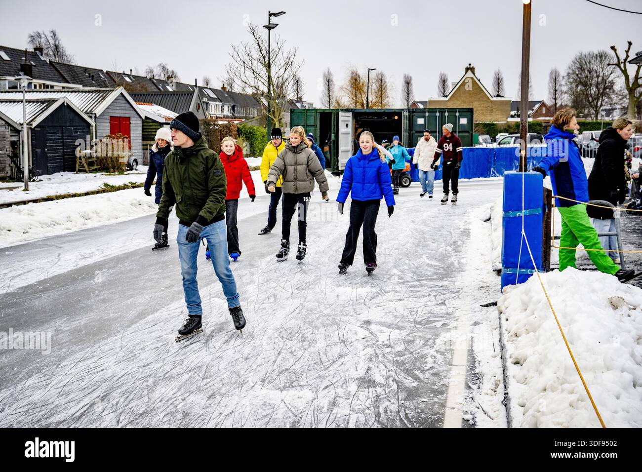 BOSKOOP - People are skating on the natural ice rink. Skating is ...