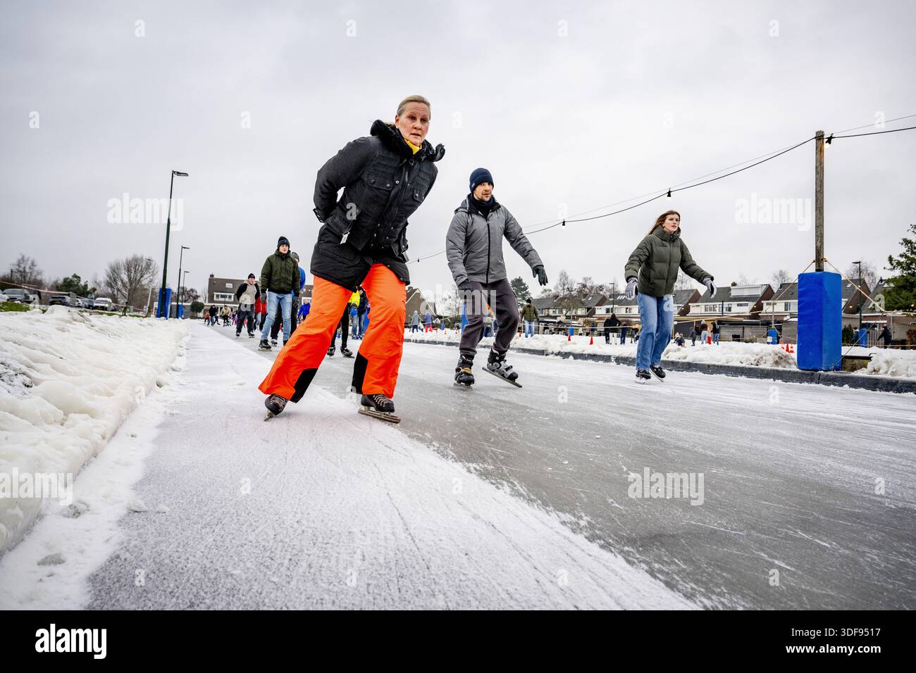 BOSKOOP - People are skating on the natural ice rink. Skating is ...