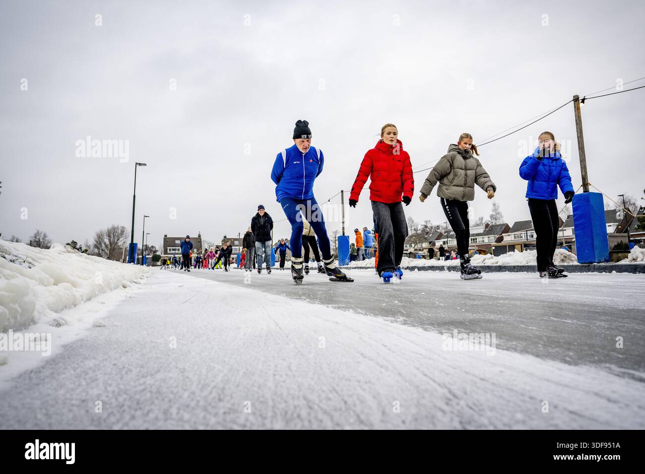 BOSKOOP - People are skating on the natural ice rink. Skating is ...