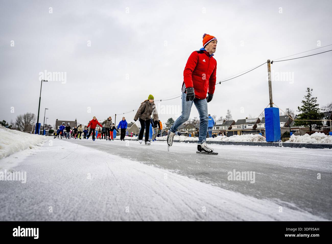 BOSKOOP - People are skating on the natural ice rink. Skating is ...