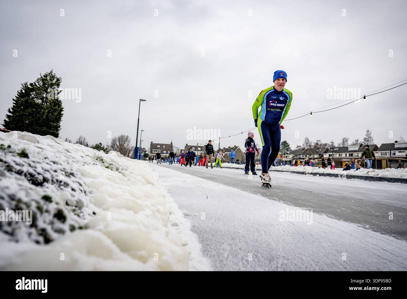 BOSKOOP - People are skating on the natural ice rink. Skating is ...