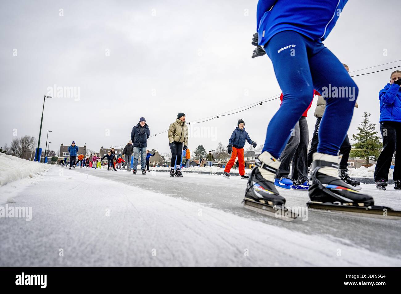 BOSKOOP - People are skating on the natural ice rink. Skating is ...