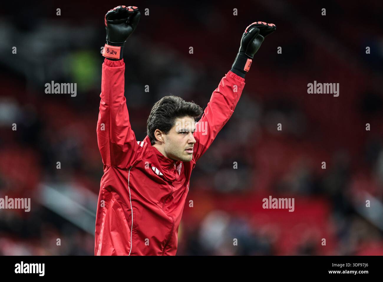 Manchester United goalkeeper Senne Lammens in the pregame warmup ...
