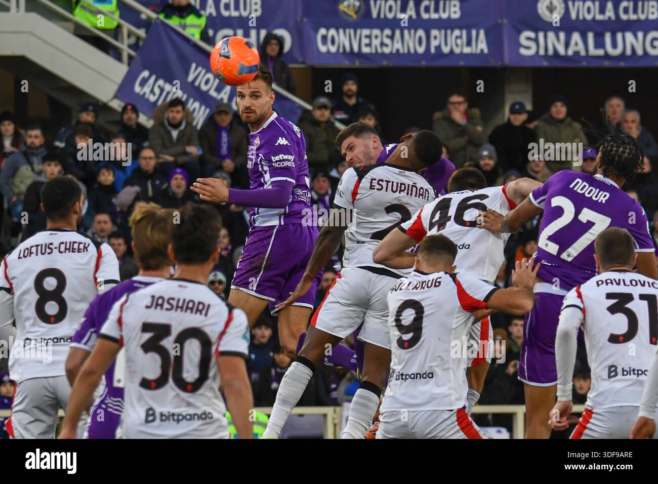 header of Marin Pongracic (Fiorentina) during ACF Fiorentina vs AC ...