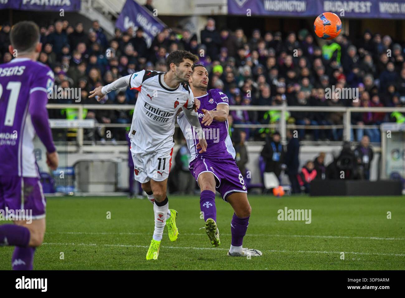 header of Christian Pulisic (Milan) against during ACF Fiorentina vs AC ...