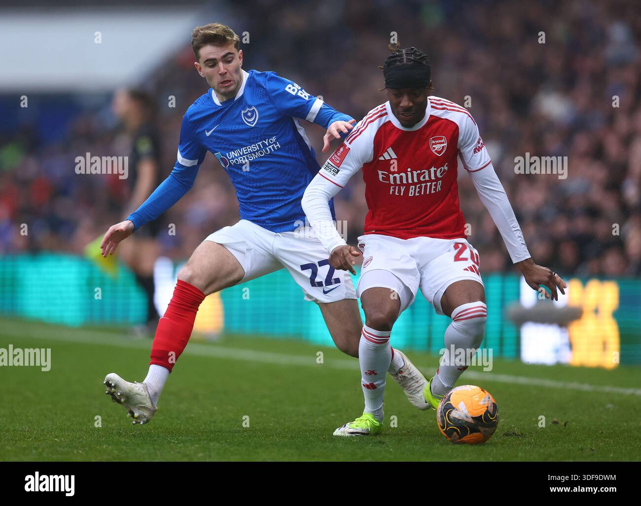 Portsmouth, England, 11th January 2026. Zak Swanson of Portsmouth and ...