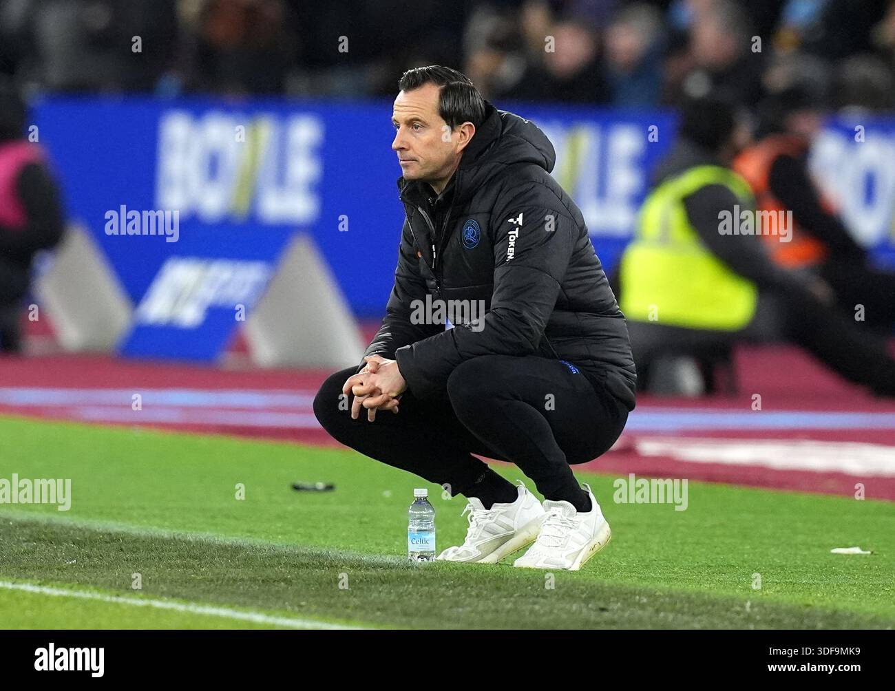 Queens Park Rangers manager Julien Stephan looks dejected during the ...