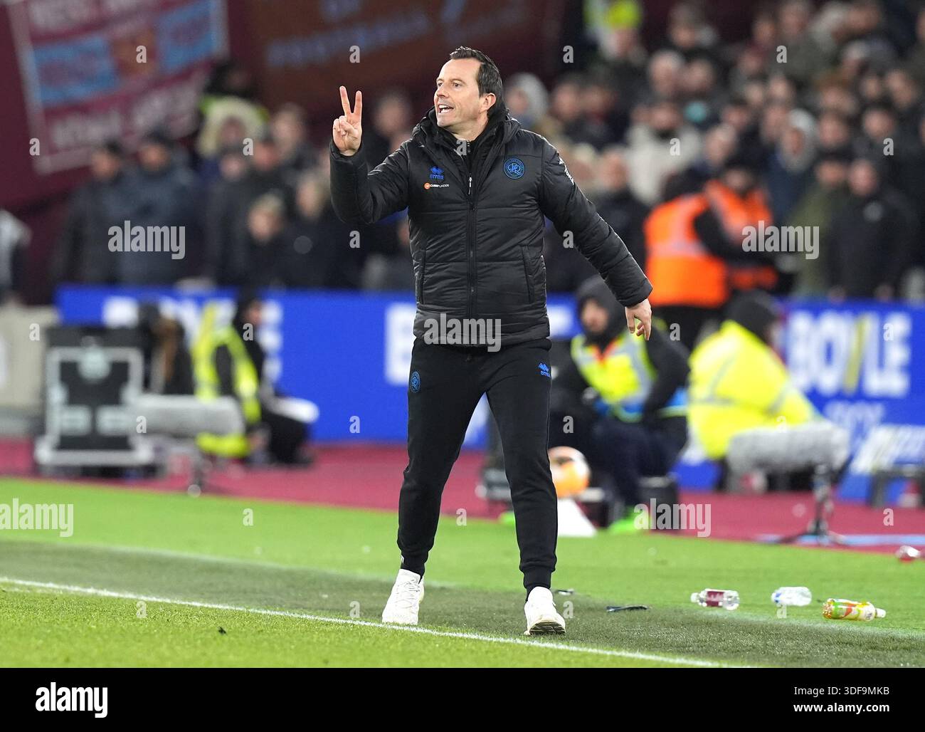 Queens Park Rangers manager Julien Stephan looks dejected during the ...