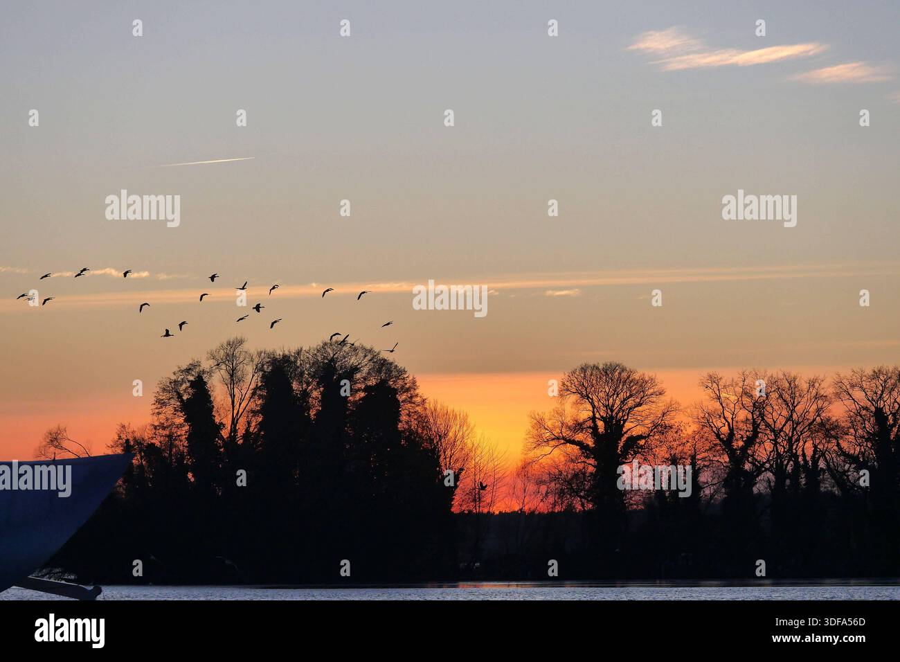 11.01.2026, Berlin - Deutschland. Winterlicher Sonnenuntergang am ...