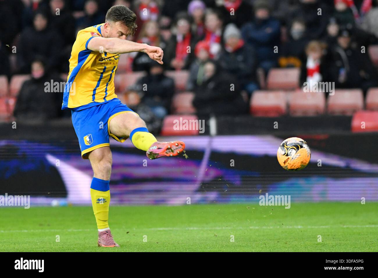 Rhys Oates of Mansfield Town fires on goal during the Sheffield United ...