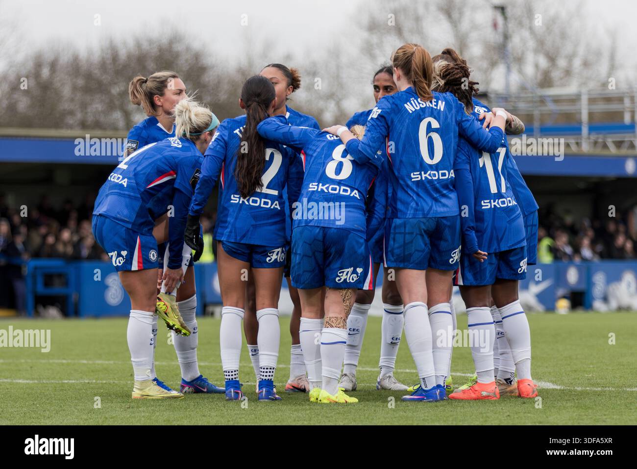 London, UK. 11th Jan 2026. Chelsea in a team huddle after scoring ...