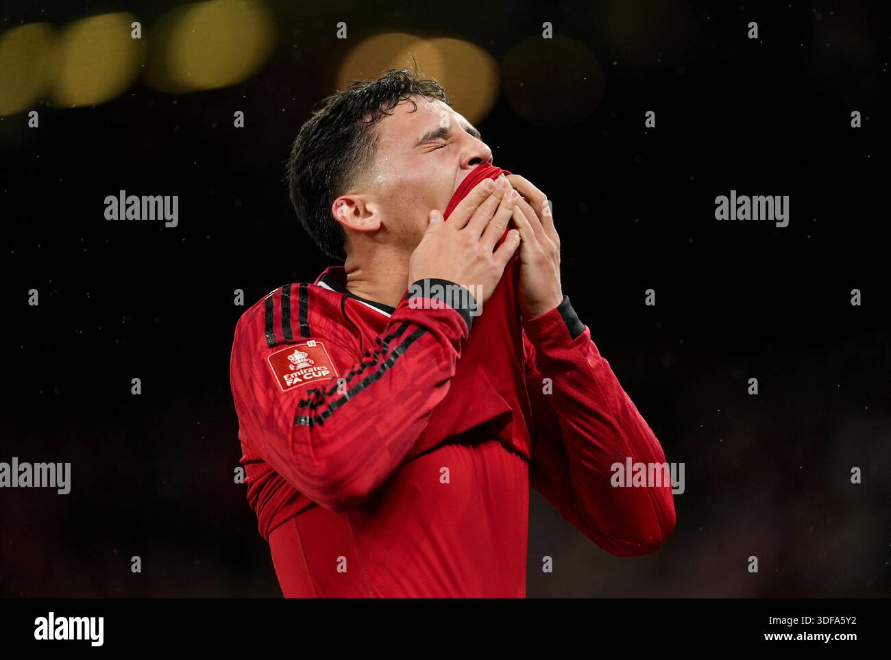 Manchester United's Shea Lacey reacts after being sent off during the ...