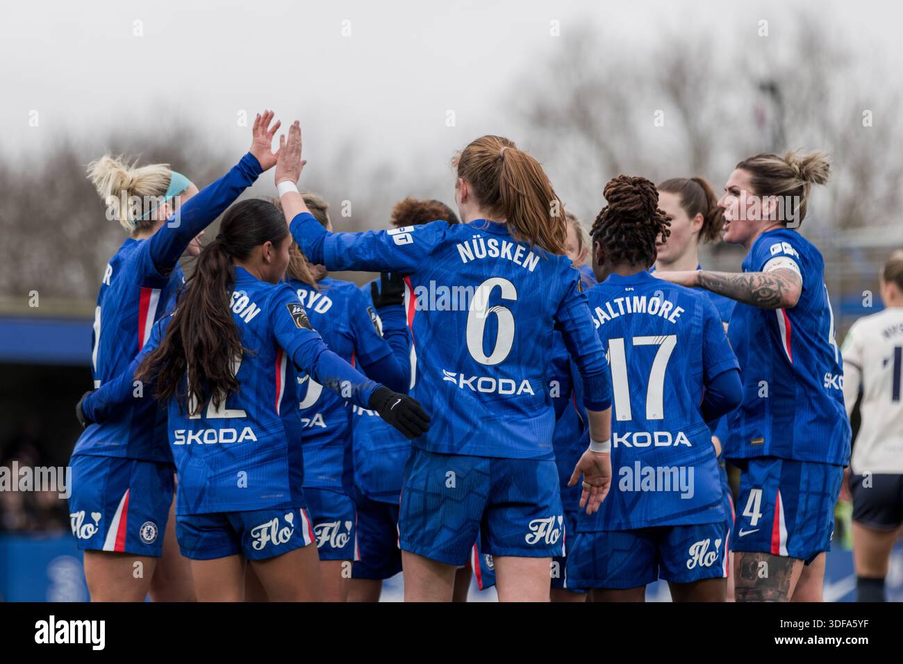 London, UK. 11th Jan 2026. Chelsea in a team huddle after scoring ...