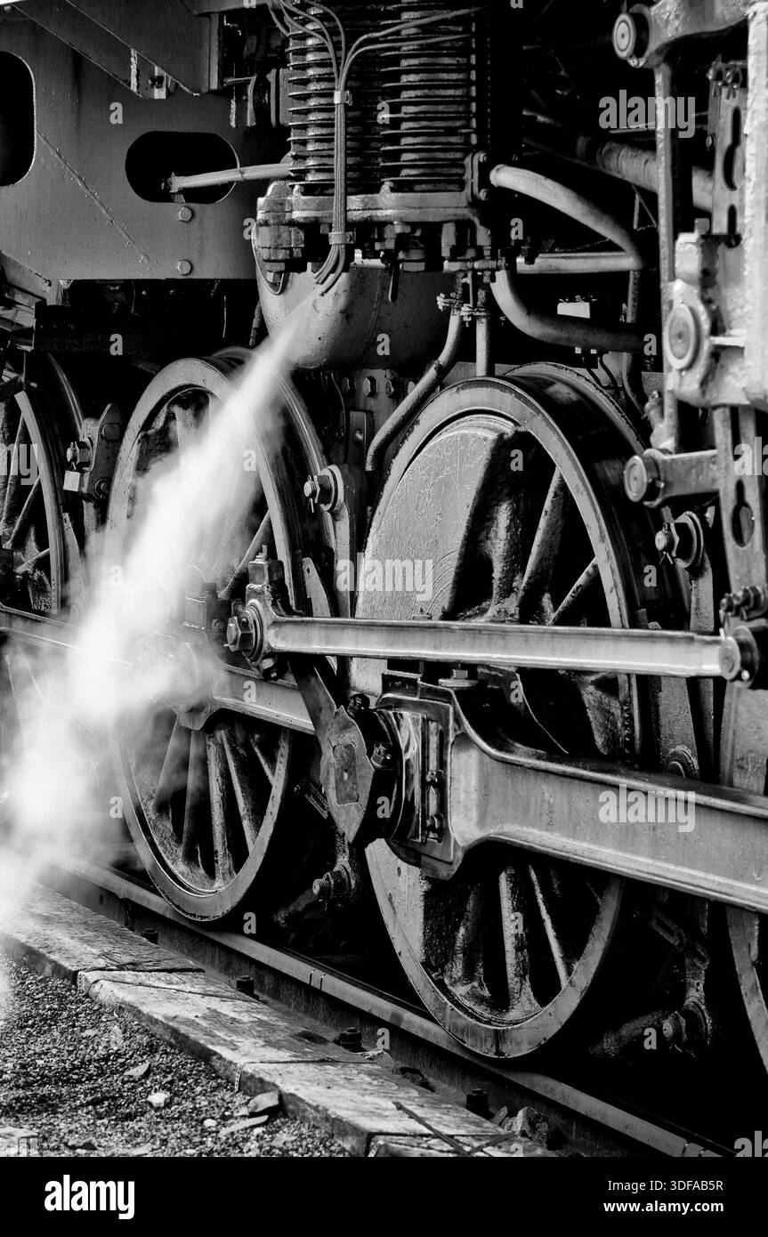 Steam locomotive wheels black and white Black and White Stock Photos ...