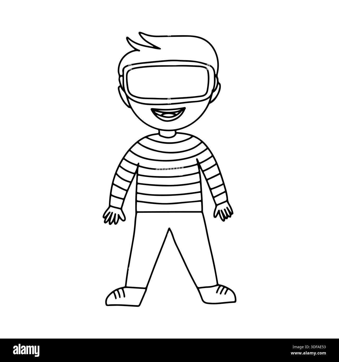Boy in VR glasses hand drawn vector sketch Stock Vector Image & Art - Alamy