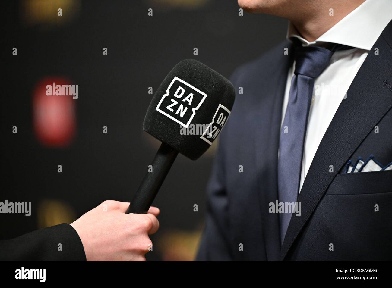 microphone of DAZN pictured during the 72 th men edition of the Goldens ...