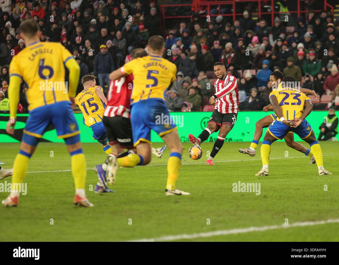 Tyrese Campbell of Sheffield United shoots on goal during the Emirates ...