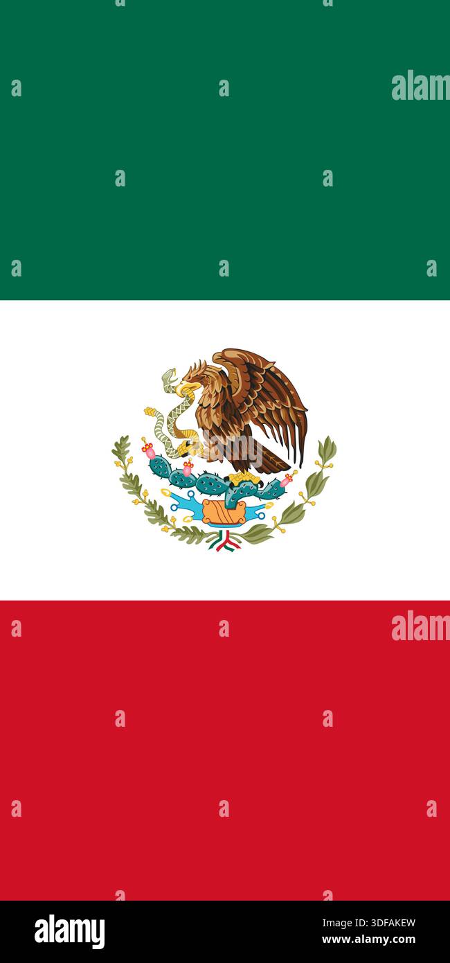 Mexico vertical flag in official colors, dimensions and aspect ratio ...