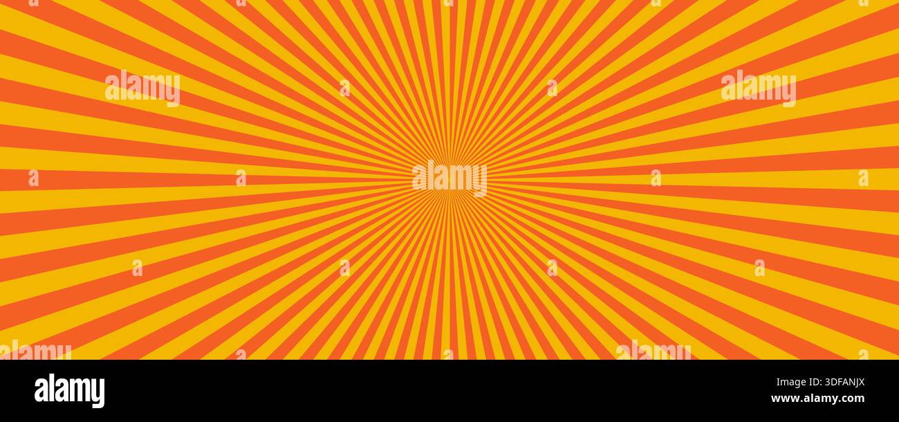 Radial ray background with orange and yellow sunburst pattern in retro ...