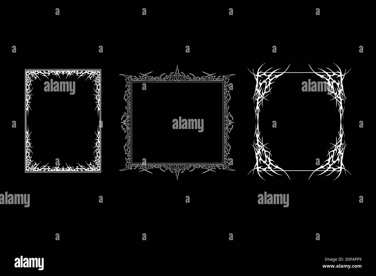 Set of Neo tribal frames, hand drawn gothic style symmetrical shape ...