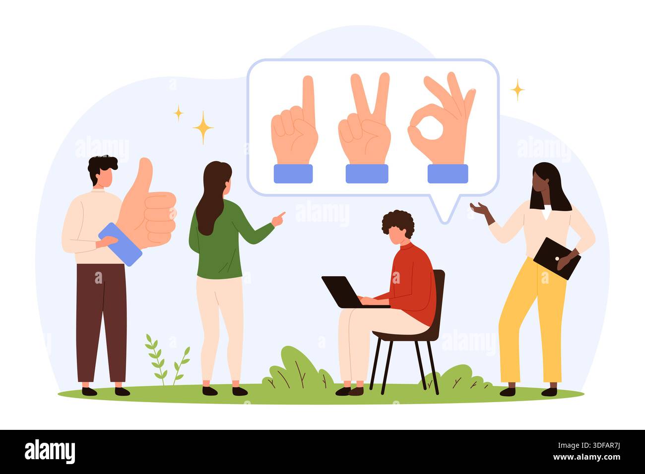 Group using sign language Stock Vector Images - Alamy