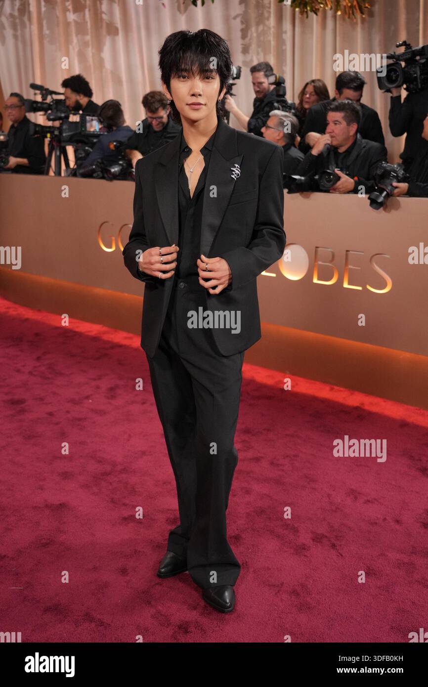 Joshua Hong arrives at the 83rd Golden Globes on Sunday, Jan. 11, 2026 ...
