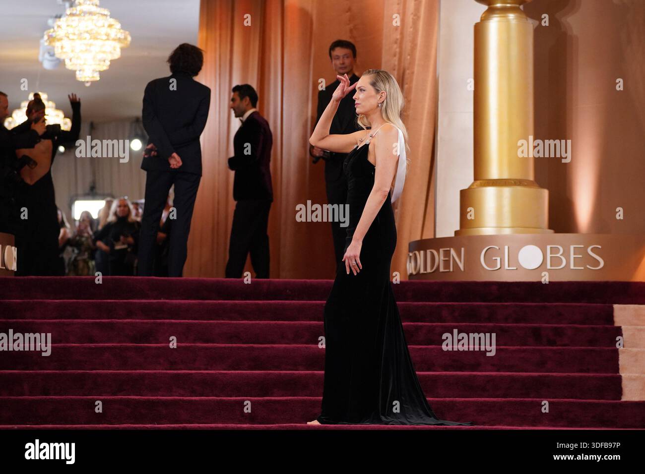 Erin Foster arrives at the 83rd Golden Globes on Sunday, Jan. 11, 2026 ...