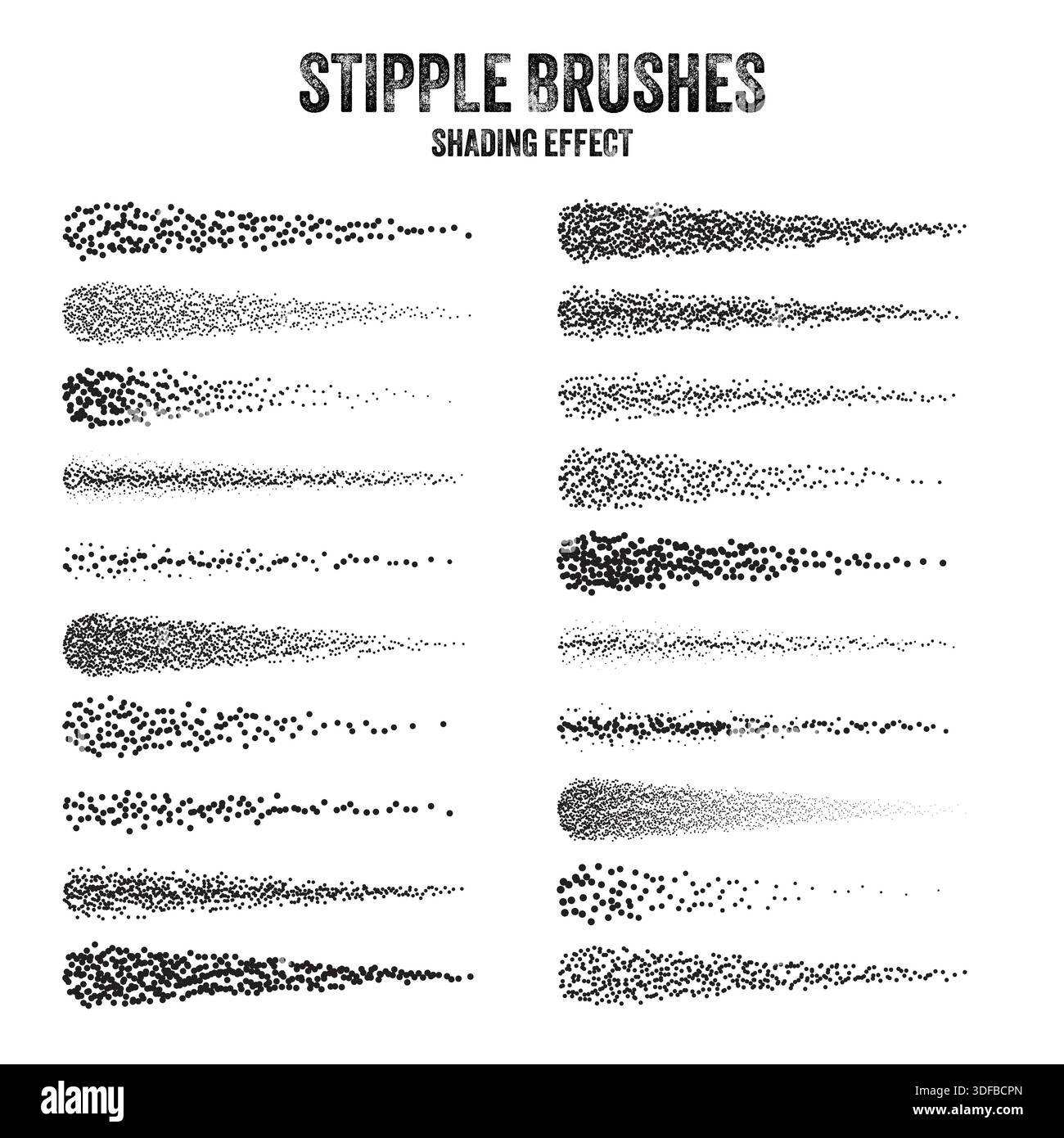 Ink scatter brush, stipple drawing and texturing. Fading gradient ...