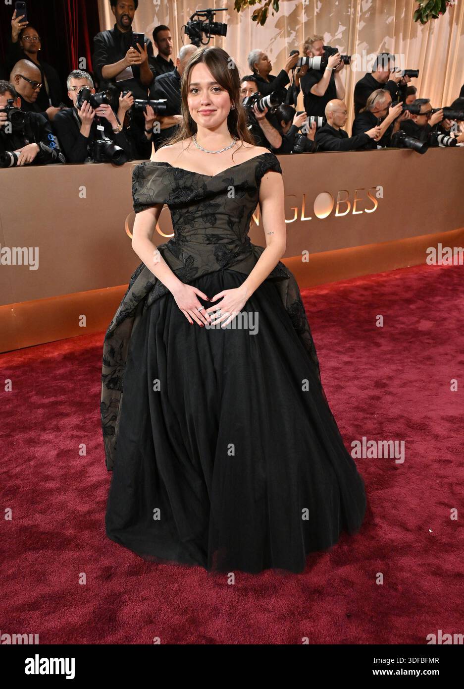 Aimee Lou Wood arriving at the 83rd Annual Golden Globes held at the ...