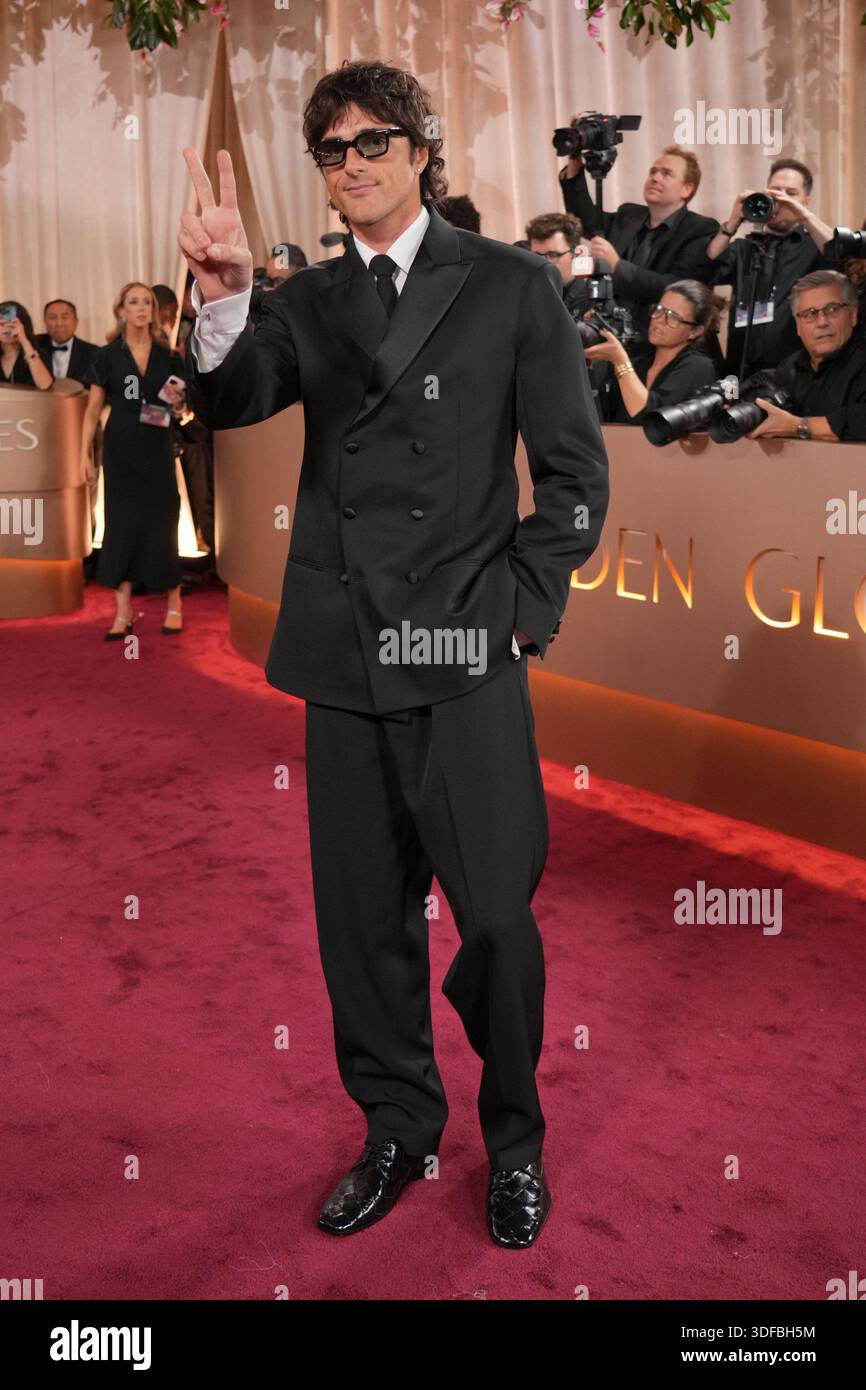 Jacob Elordi arrives at the 83rd Golden Globes on Sunday, Jan. 11, 2026 ...