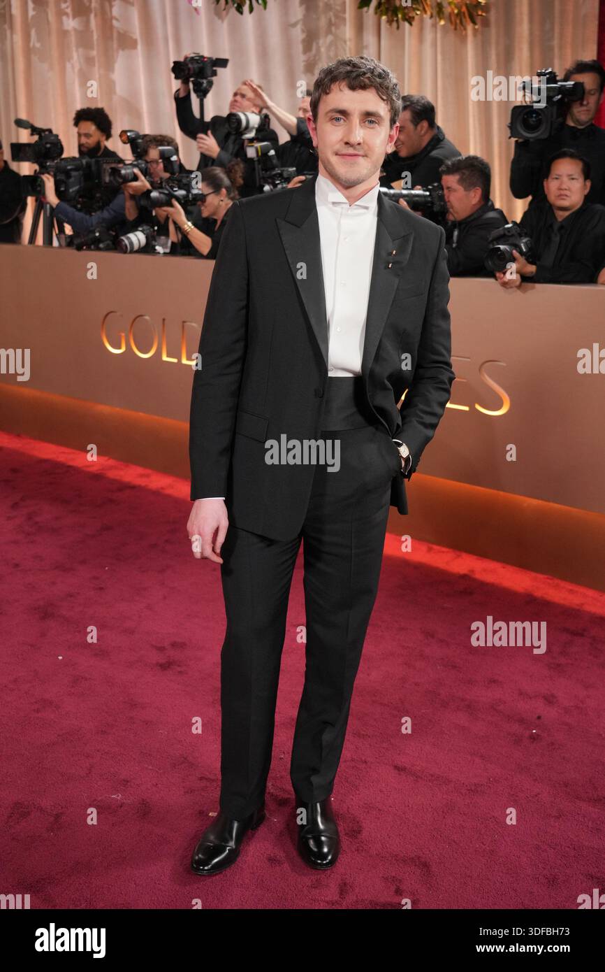 Paul Mescal arrives at the 83rd Golden Globes on Sunday, Jan. 11, 2026 ...