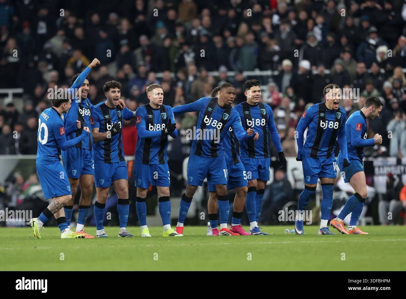 Bournemouth's players celebrate during the penalty shoot out in the ...