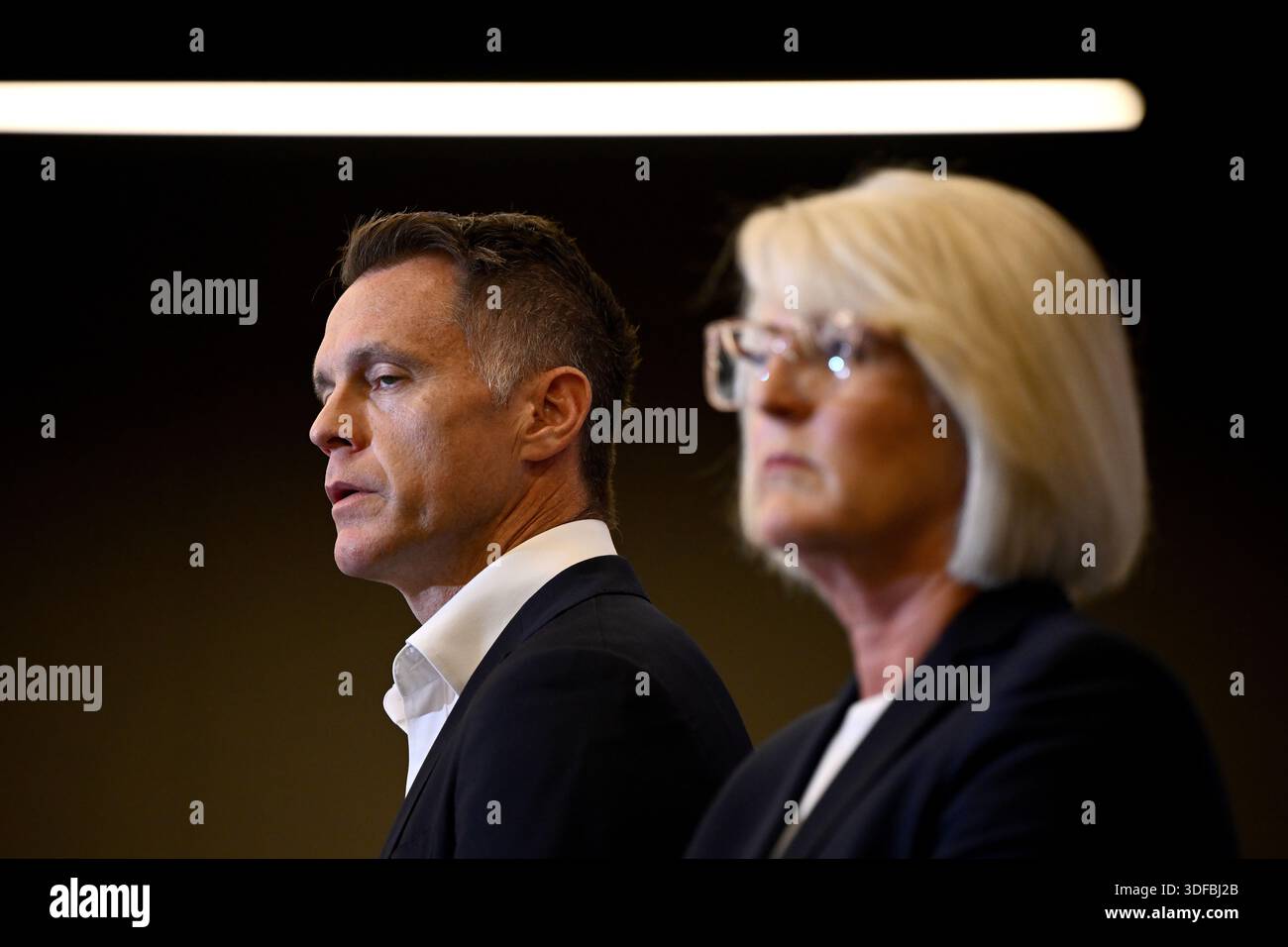 NSW Premier Chris Minns speaks to media during a press conference in ...