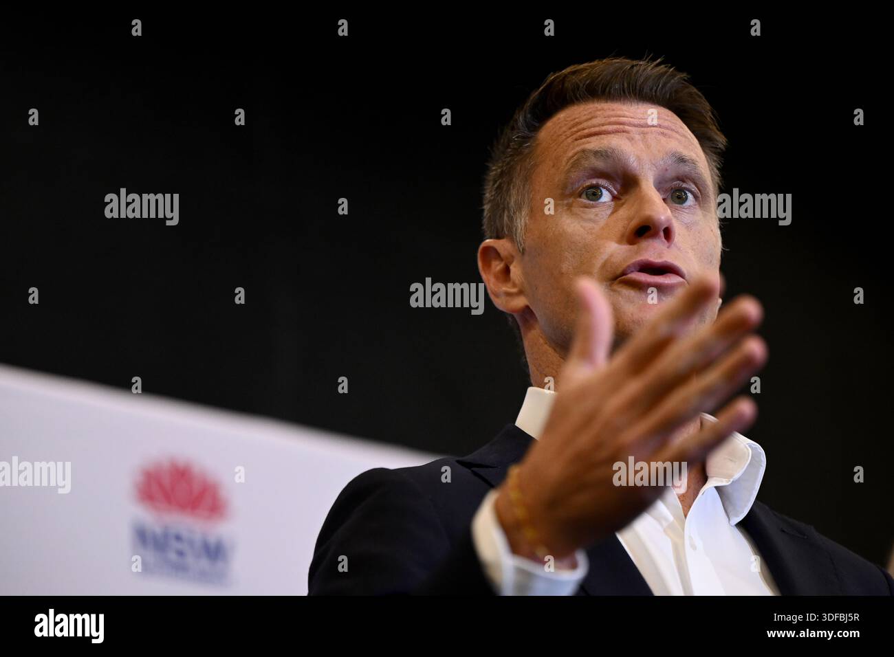 NSW Premier Chris Minns speaks to media during a press conference in ...