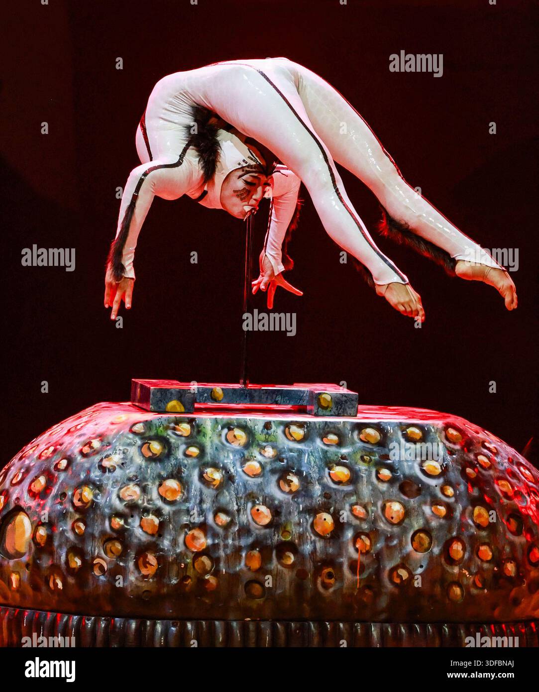 A performer seen on stage during a dress rehearsal at the Royal Albert ...