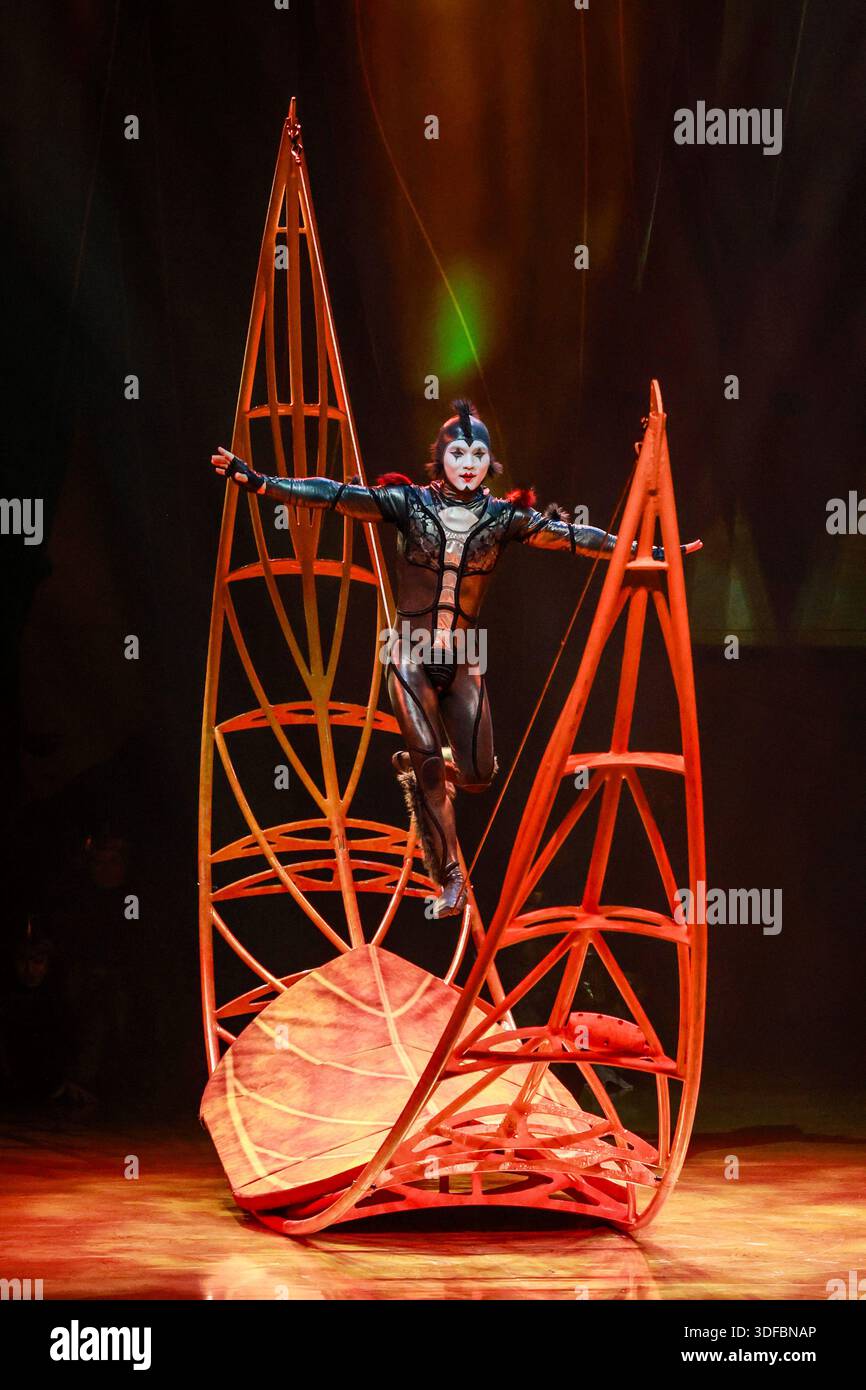 A performer seen on stage during a dress rehearsal at the Royal Albert ...