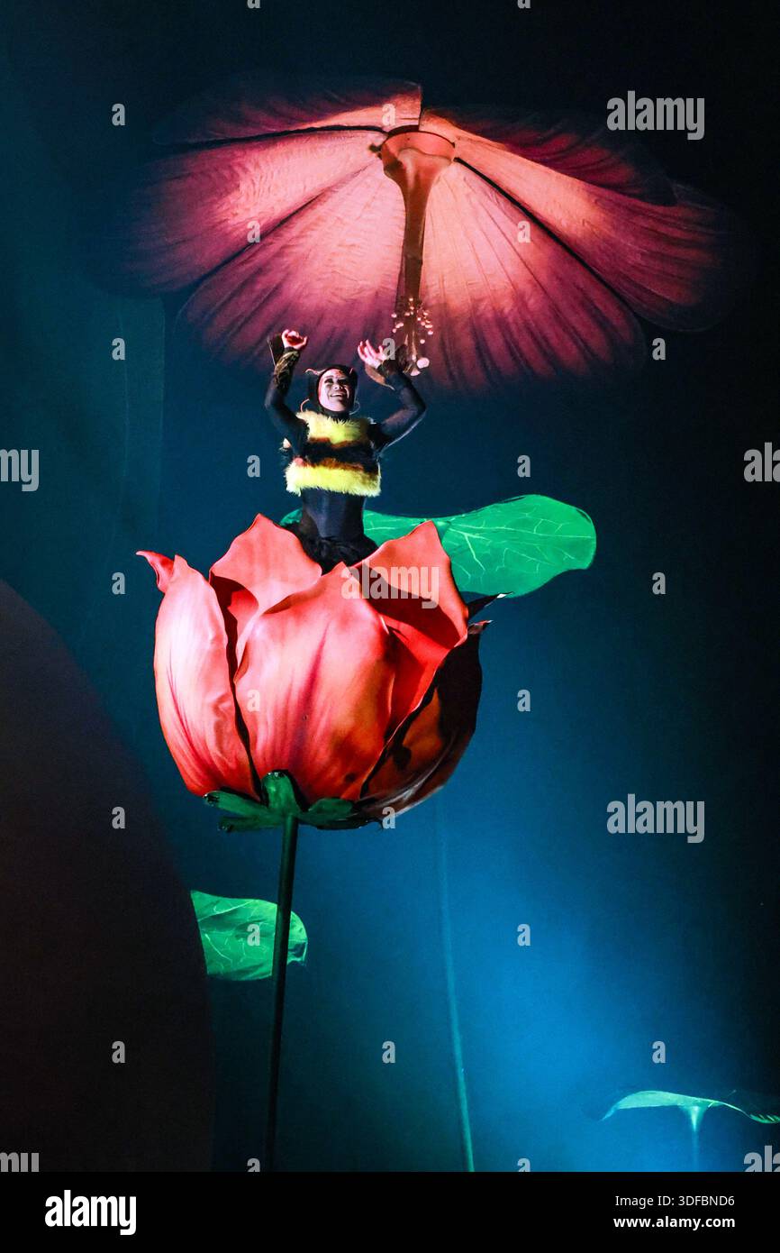 A performer seen on stage during a dress rehearsal at the Royal Albert ...