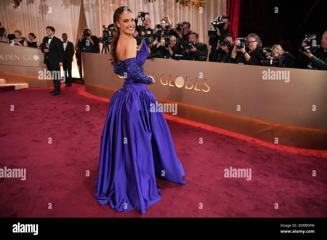 Haley Kalil arrives at the 83rd Golden Globes on Sunday, Jan. 11, 2026 ...