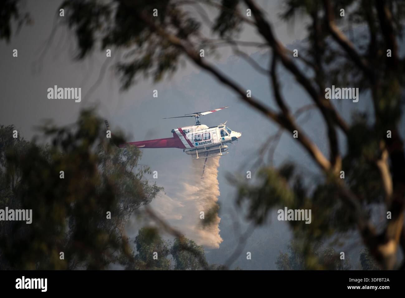 Helicopters drop water on a fire burning in Creightons Creek. (Photo by ...