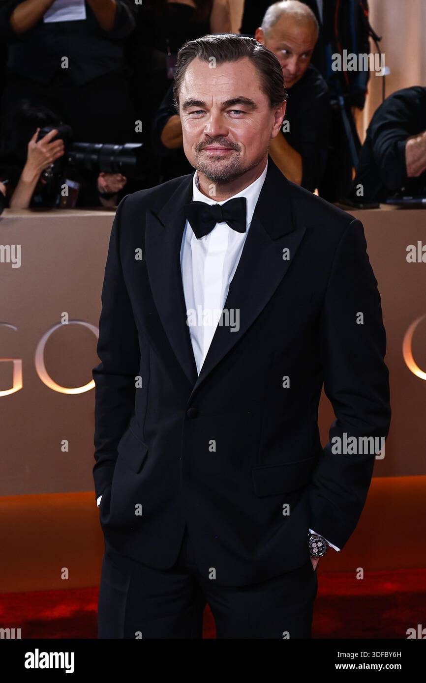 Leonard DiCaprio walking on the red carpet at The 83rd Annual Golden ...
