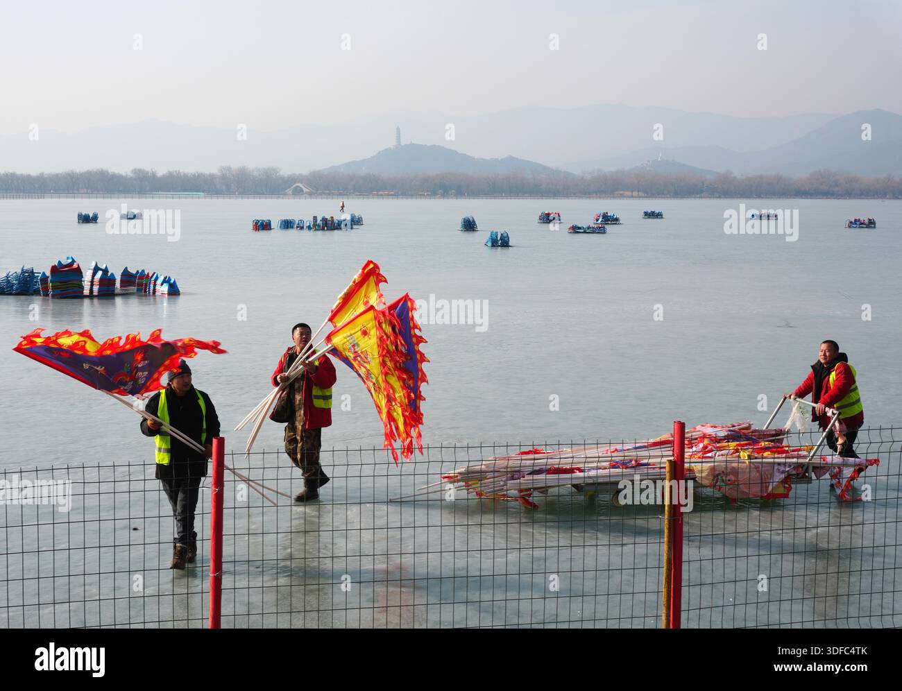 **CHINESE MAINLAND, HONG KONG, MACAU AND TAIWAN OUT**Workers build the ...
