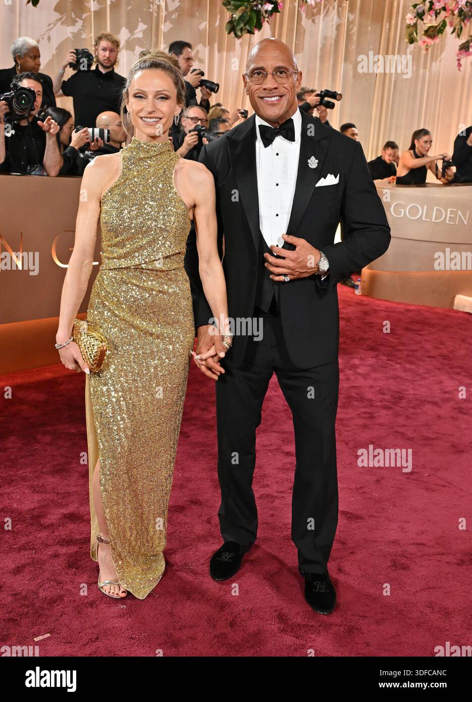 Beverly Hills, USA. 11th Jan, 2026. Lauren Hashian and Dwayne Johnson ...