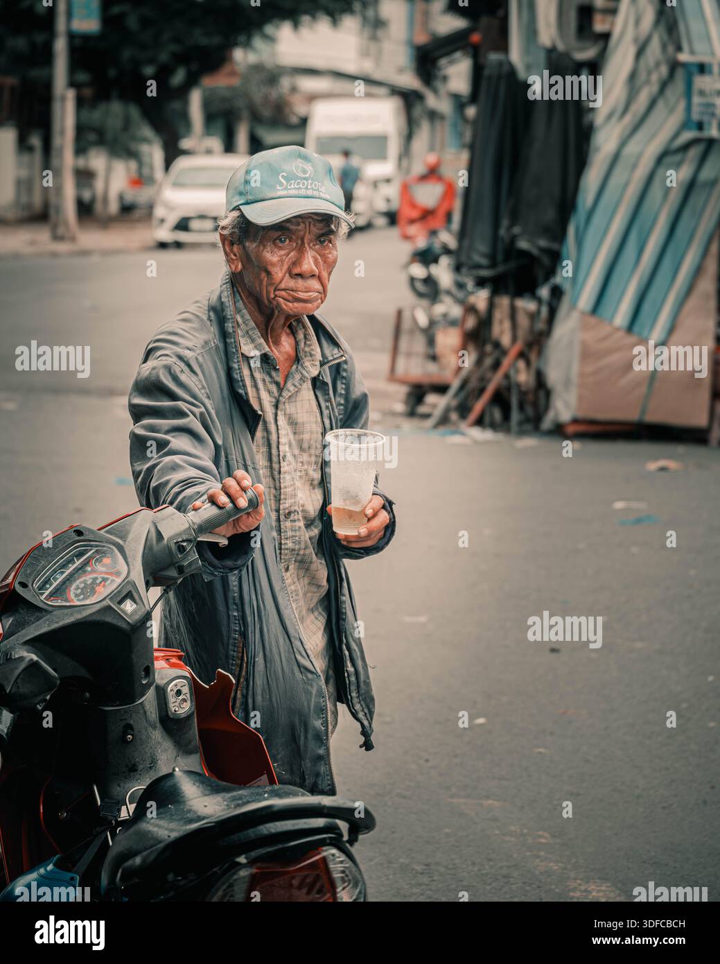 Nha Trang, Vietnam, September 27, 2025. A candid portrait of a senior ...
