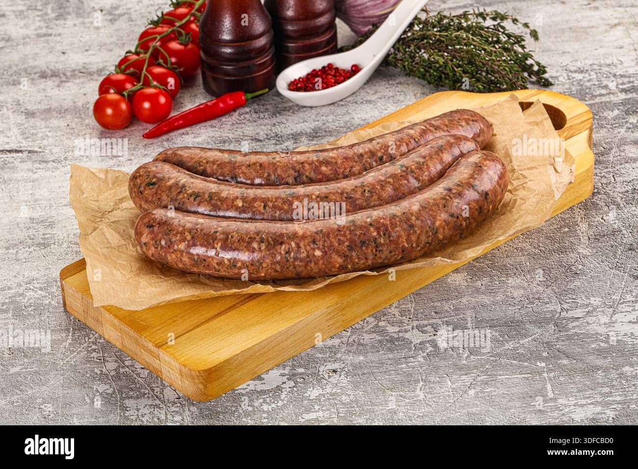 Raw beef and lamb sausages for grill Stock Photo - Alamy