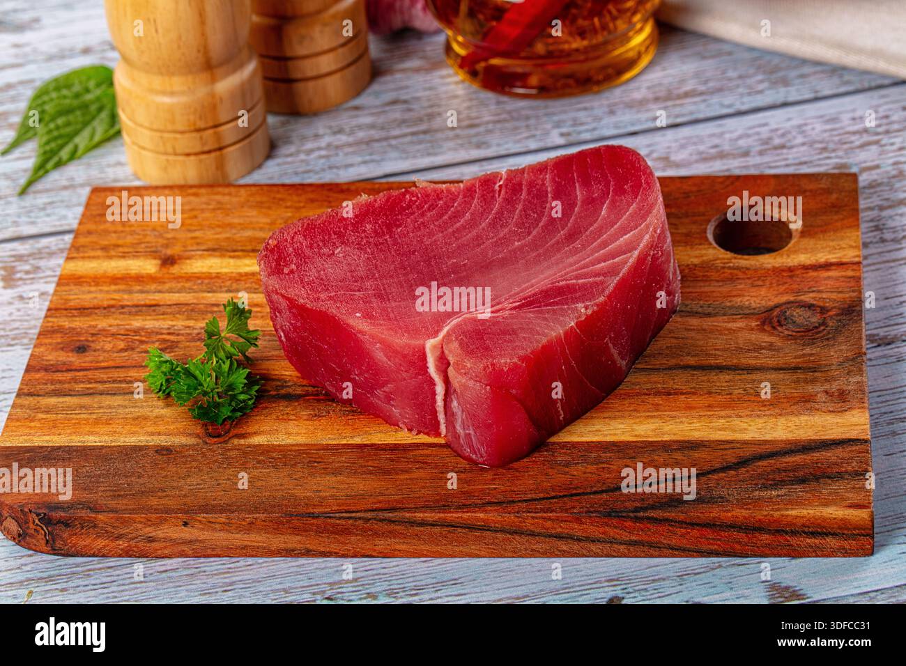 Raw fresh tuna fillet cut steak Stock Photo - Alamy