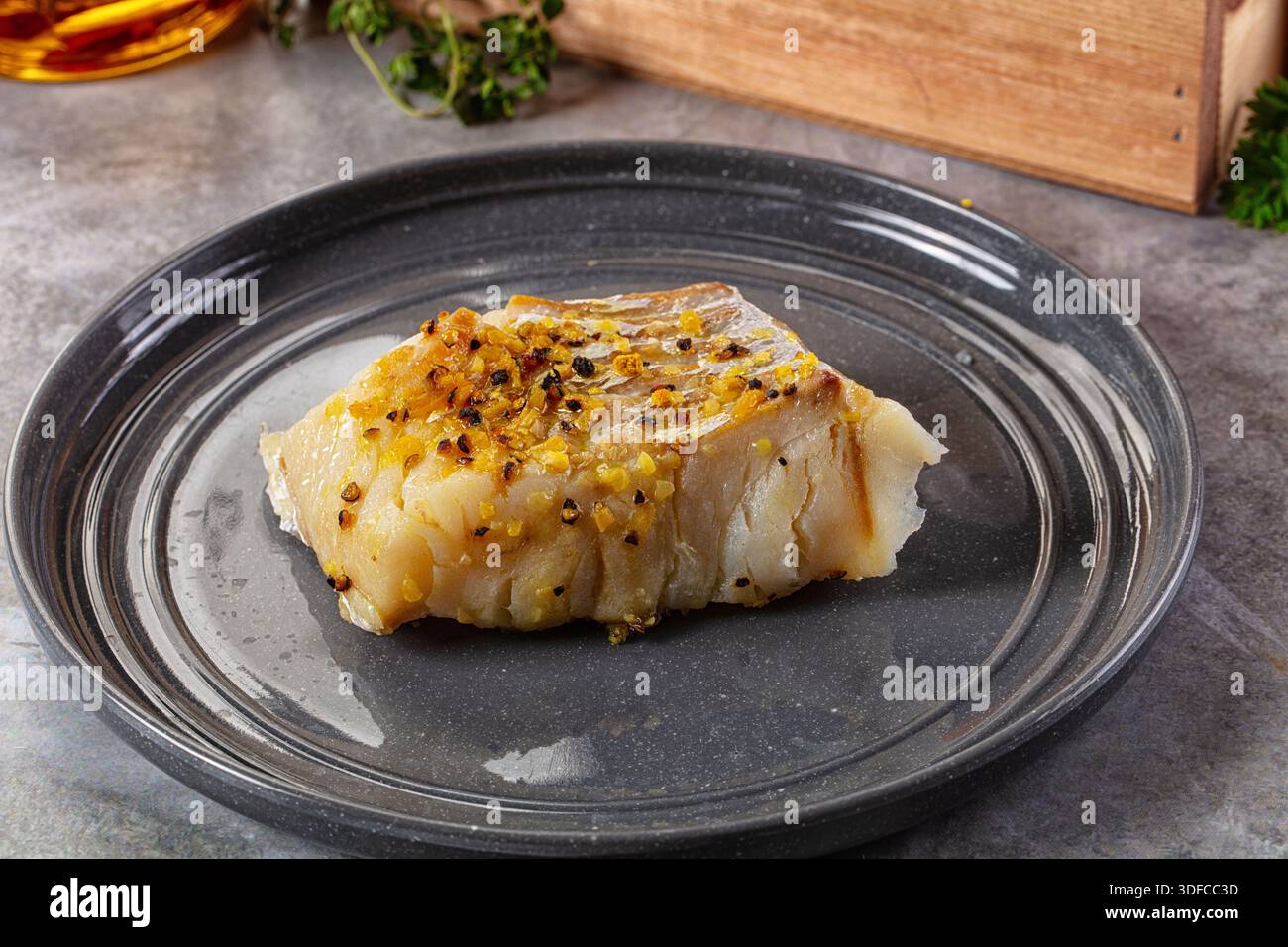 Steamed dietary cod fish fillet with spices Stock Photo - Alamy