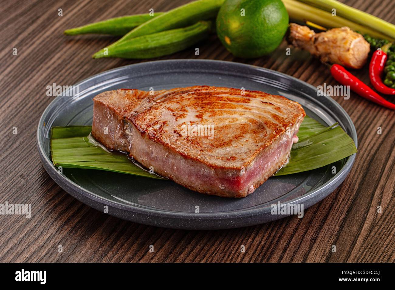 Gourmet fresh roasted tuna fish steak Stock Photo - Alamy